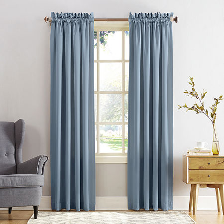 Grant Room Darkening Rod Pocket Curtain Panel - Vintage Blue