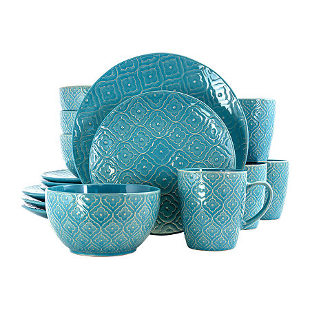 Click here for Elama Aqua Lily 16-pc. Stoneware Dinnerware Set  O... prices