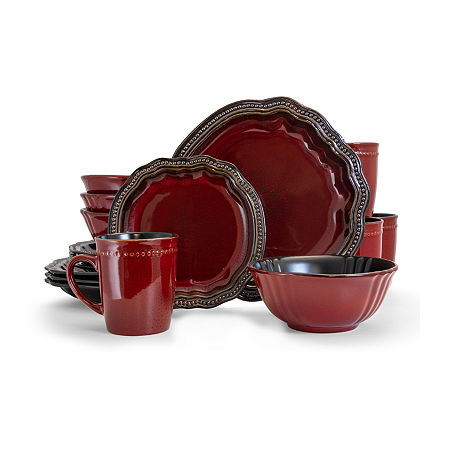 Elama Regency 16 Pc. Dinnerware Set  Service for 4 - Red