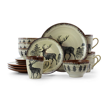Elama Majestic Elk 16 Pc. Dinnerware Set  Service for 4 - Tan