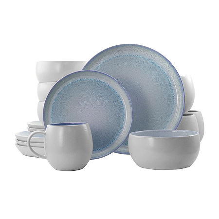 Elama Mocha 16 Pc. Dinnerware Set  Service for 4 - Blue