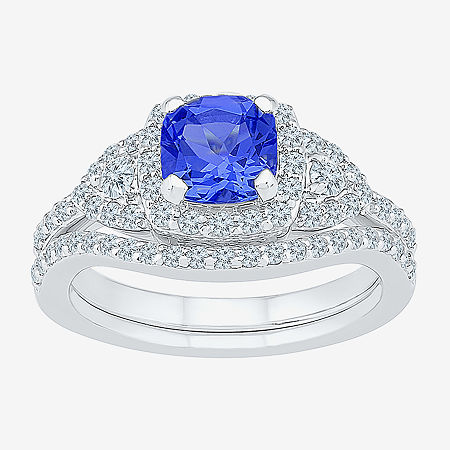 Click here for Modern Bride Gemstone Womens Blue & White Lab Crea... prices