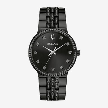 Bulova Classic Crystal Mens Crystal Accent Black Stainless Bulova Classic Crystal Mens Crystal Accent Black Stainless