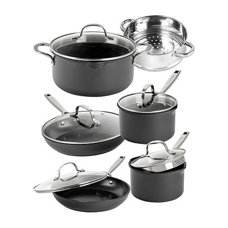 Gotham Steel Professional 2x Hard Anodized 11-Piece Ceramic Nonstick Cookware Set - Black