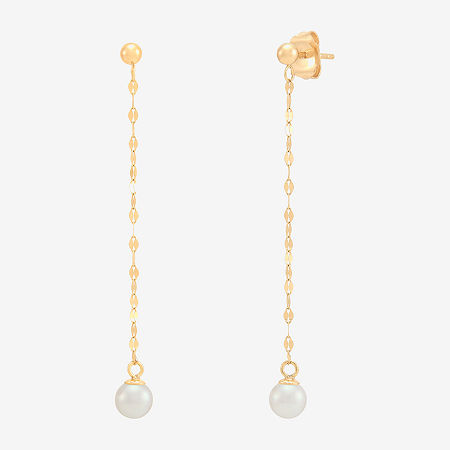Click here for Womens White 10K Gold Drop Earrings  One Size prices