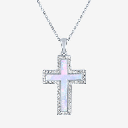Click here for Womens Lab Created White Opal Sterling Silver 18 I... prices