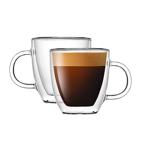JoyJolt Savor Double Wall Espresso Glasses  Set of 2 - Clear