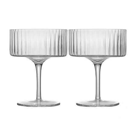 JoyJolt Elle Fluted Coupe Martini Glasses  Set of 2 - Clear