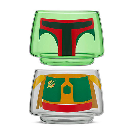 JoyJolt Star Wars Stackable Character Collection Boba Fett Drinking Glasses - Green