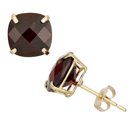 Click here for Genuine Red Garnet 10K Gold 8mm Cushion Stud Earri... prices
