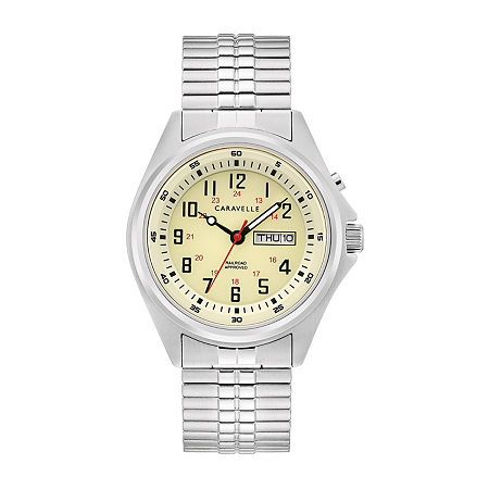 Caravelle Mens Traditional Stainless Steel Expansion Bracelet Watch 40mm - Silver