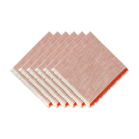Design Imports Tonal Fringe Napkin  Set of 6 - Burnt Orange