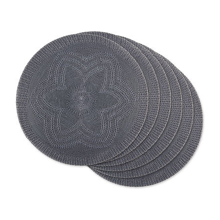 Design Imports Floral Woven Round Placemat  Set of 6 - Gray