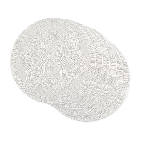 Design Imports Floral Woven Round Placemat  Set of 6 - White