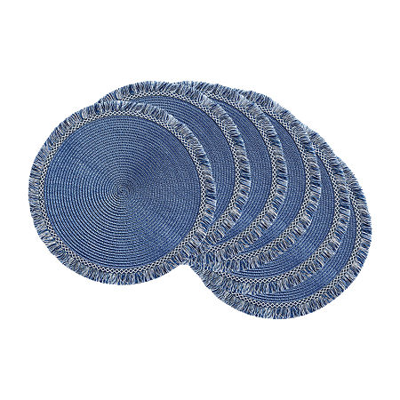 Click here for Design Imports Nautical Blue Round Fringed 6-pc. P... prices
