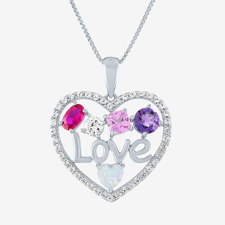 Click here for Love Womens Lab Created Sterling Silver Heart 18 I... prices
