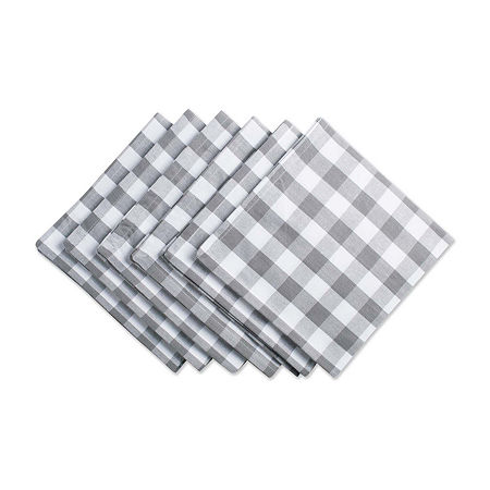 Design Imports Checkers Napkin Set of 6 - Gray