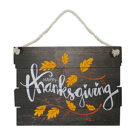 Northlight 15 Wooden Happy Thanksgiving Hanging Wall Sign - Brown