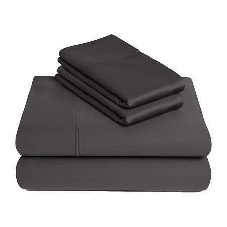 CottonWorks 1000 Thread Count 100 Pima Cotton Sateen 4-Pc. Sheet Set  Queen - Charcoal