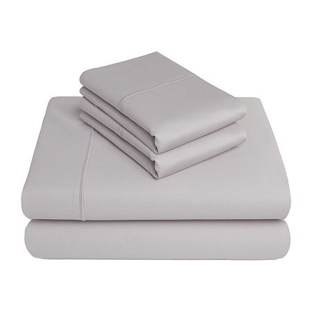 CottonWorks 1000 Thread Count 100 Pima Cotton Sateen 4-Pc. Sheet Set  Queen - Silver