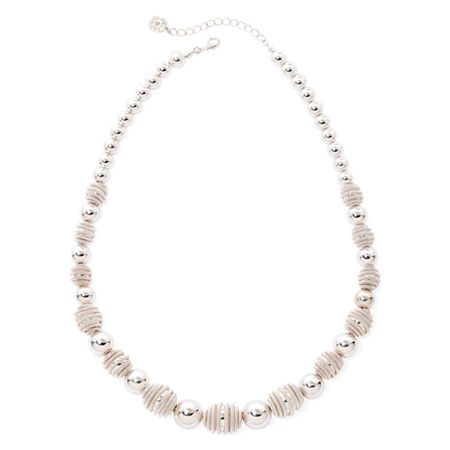 Click here for Monet Silver-Tone Textured Bead Necklace  One Size... prices