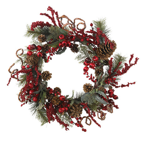 Click here for Nearly Natural 24in Berry Wreath  One Size  Green prices