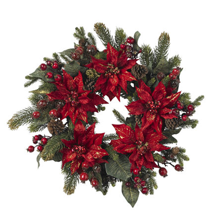Click here for Nearly Natural 24in Wreath  One Size  Green prices