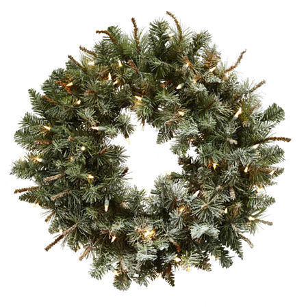 Click here for Nearly Natural 30in Lighted Wreath  One Size  Gree... prices