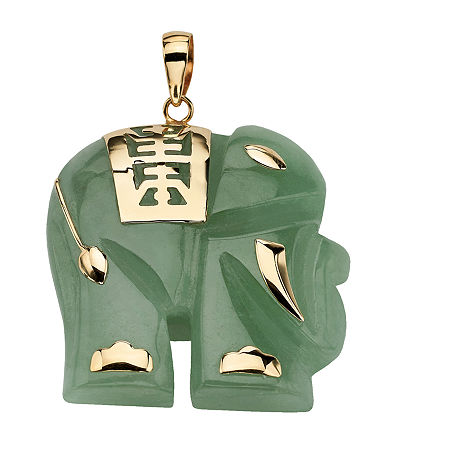 Click here for Elephant Womens Genuine Green Jade 14K Gold Pendan... prices