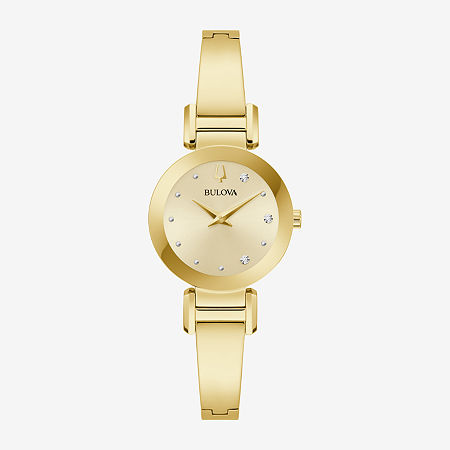 Bulova x Marc Anthony Womens Modern Diamond Accent Gold Gold-Tone Stainless Steel Bangle Bracelet Watch 26mm - Gold-tone