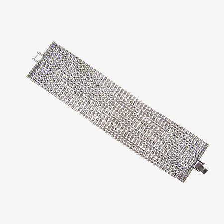 Click here for Vieste Rosa Silver Tone Mesh Pave Womens Cuff Brac... prices