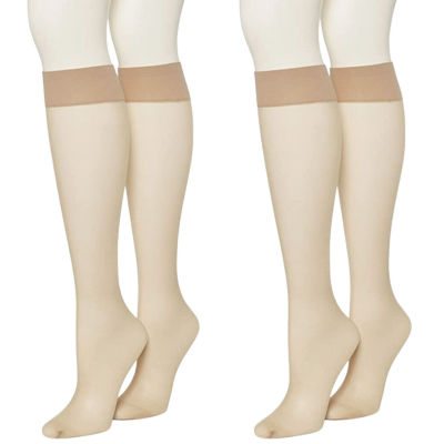 LECHERY Matte Silky Sheer 20 Denier 2-pc. Knee Highs, Color: Natural ...