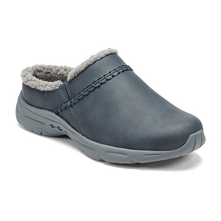 Womens Easy Spirit Bynne Casual Leather Faux Fur Clogs