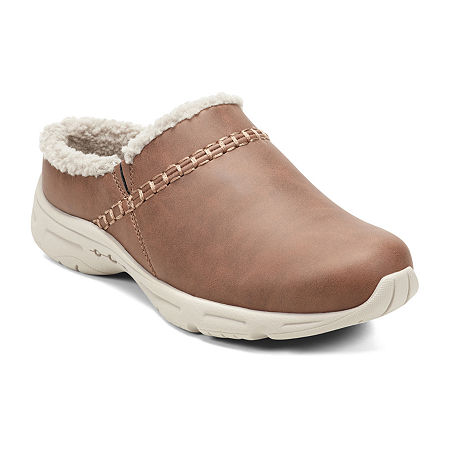 Womens Easy Spirit Bynne Casual Leather Faux Fur Clogs