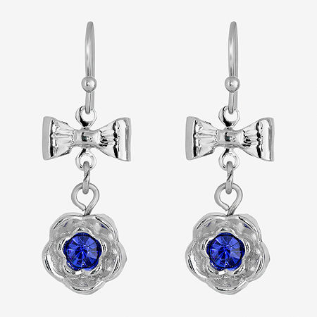 Click here for 1928 Womens Blue Crystal Bow Flower Drop Earrings... prices