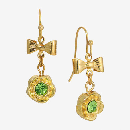 Click here for 1928 Womens Green Crystal Bow Flower Drop Earrings... prices