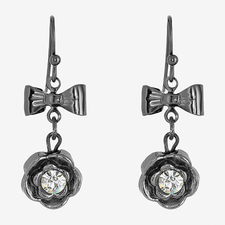 Click here for 1928 Womens Gray Crystal Bow Flower Drop Earrings... prices
