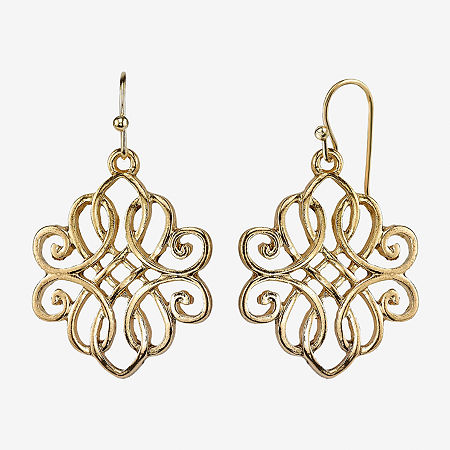 2028 Gold-Tone Filigree Drop Earrings - Gold