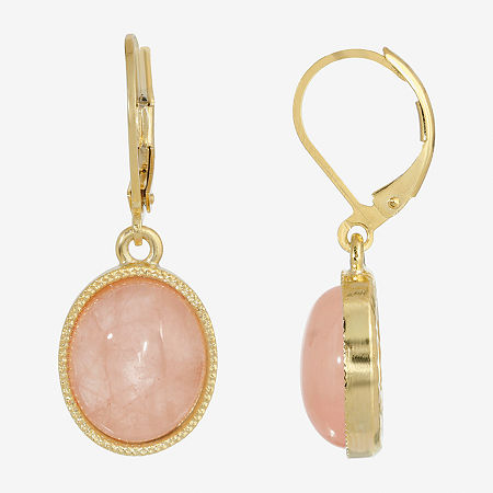 Click here for 1928 Womens Pink Quartz Oval Drop Earrings  One Si... prices