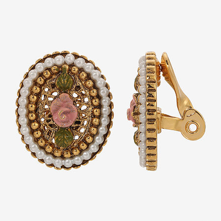 Click here for 1928 Pink Rose Womens Flower Clip On Earrings  One... prices