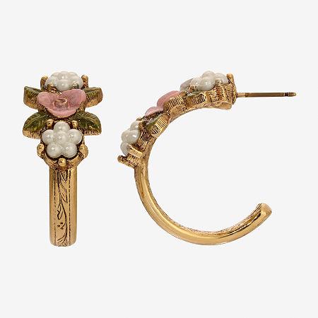 Click here for 1928 Rose Womens 28mm Flower Hoop Earrings  One Si... prices