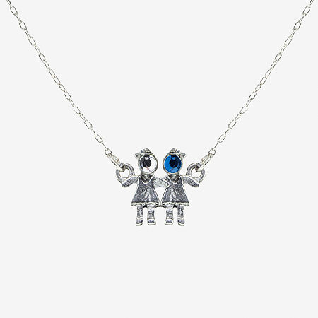Click here for 1928 Girls Holding Hands Womens Blue Crystal Alloy... prices