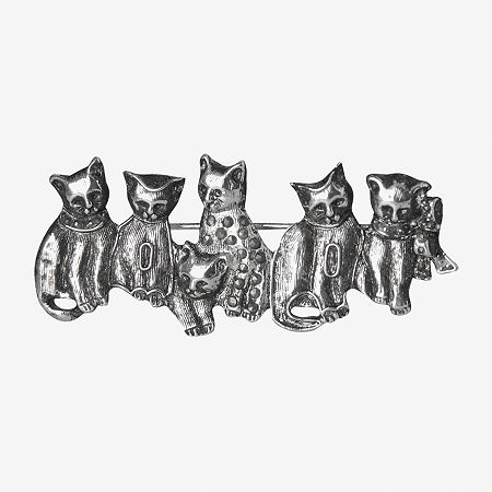 Click here for 1928 Silver Tone Cat Brooch  One Size  Silver prices