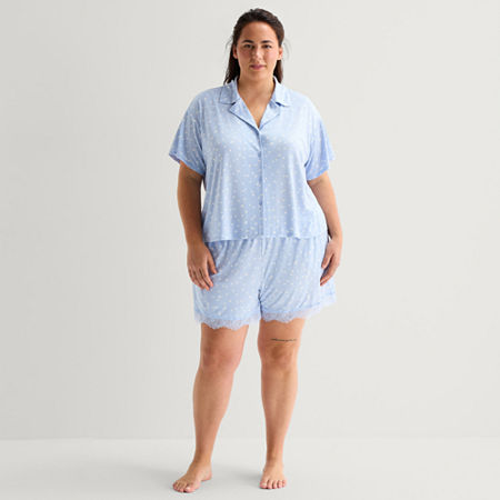 Click here for Ambrielle Womens V-Neck Short Sleeve 2-pc. Plus Pa... prices