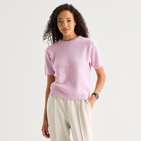 Click here for Stylus Womens Crew Neck Short Sleeve Pullover Swea... prices