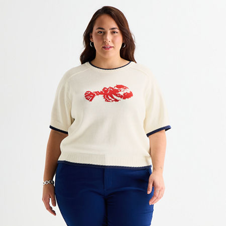 Click here for St. Johns Bay Plus Womens Crew Neck Elbow Sleeve P... prices