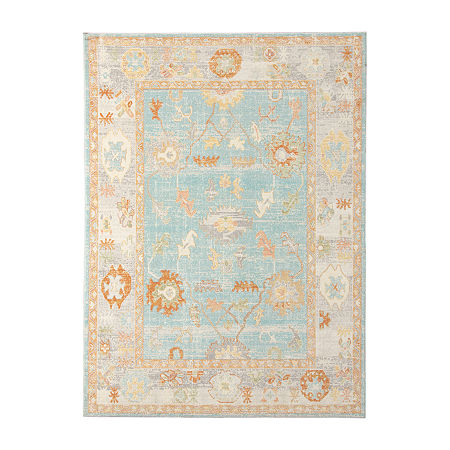 Amer Rugs Bohemian Bhm-3 Aqua and Beige 79 x 99 Outdoor Area Rug - Aqua  Beige