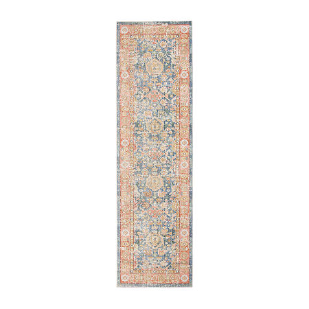 Amer Rugs Century Cen-15 Navy/ Pink 26 x 8 Runner Rug - Navy/ Pink