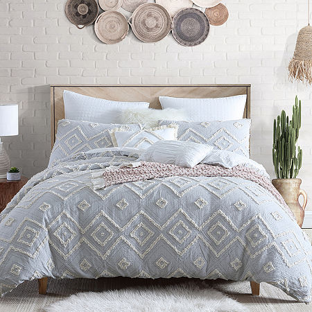 Swift Home Astonishing Rukai Clip Jacquard Gauze 5 Piece Comforter Set  Full/Queen - Light Gray