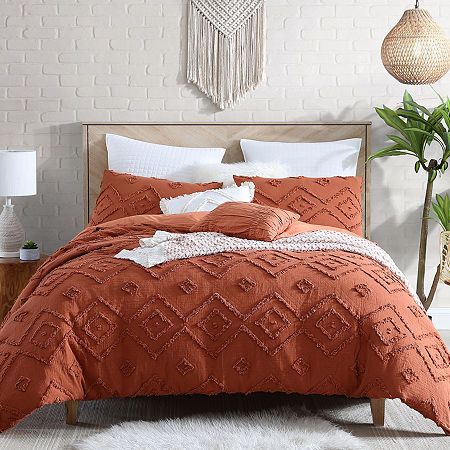 Swift Home Astonishing Rukai Clip Jacquard Gauze 5 Piece Comforter Set  Full/Queen - Rust